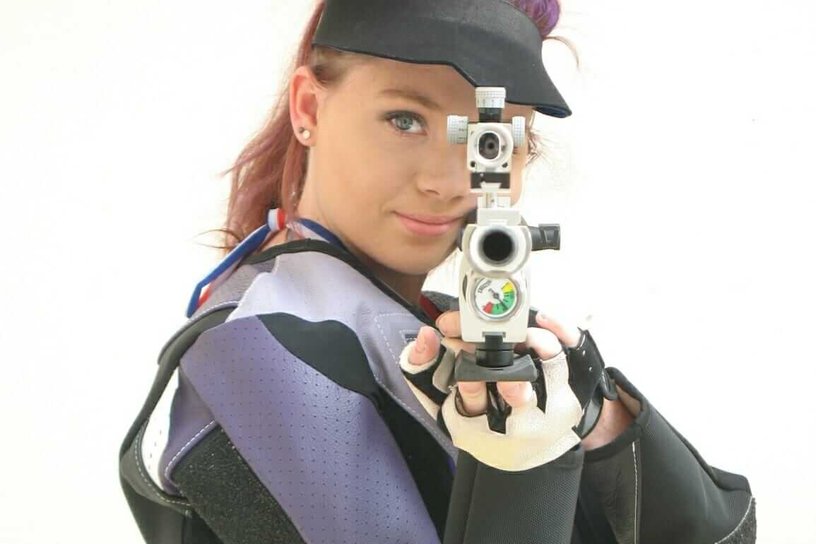 Alice Wilson, 17 from Par, with her rifle - Truro High School for Girls